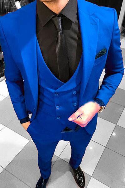 Men 3 Piece Suit Wedding Suit Elegant Blue Party Wear Suit Set Sainly Sainly