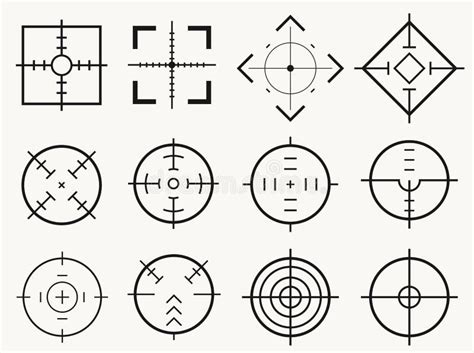 Sniper Aim Pointer Weapon Targeting Pointers Aiming Mark And Aims Target Sight Vector Symbols