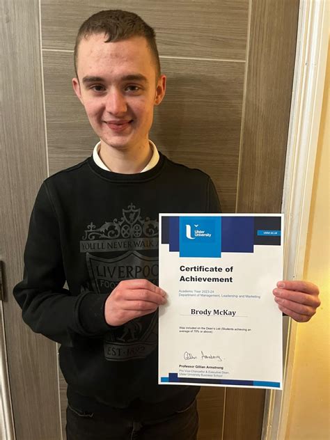 I Am Happy To Have Been Included In The Deans List During My First Year At Ulster University