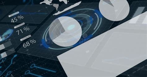 Animation Of Futuristic Data Visualization With Charts And Graphs Over World Map Stock Video