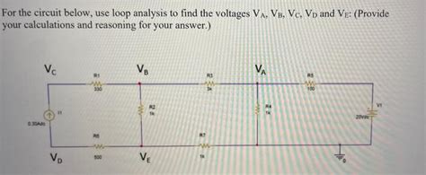 solved for the circuit below use loop analysis to find the