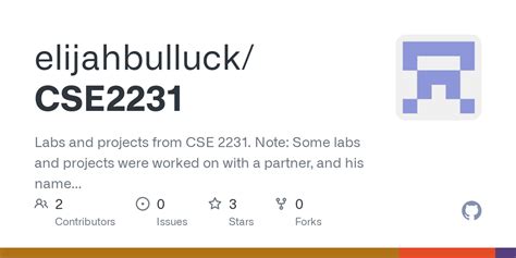 Github Elijahbulluckcse2231 Labs And Projects From Cse 2231 Note