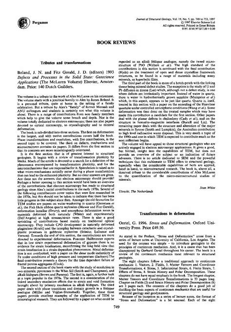 Pdf Defects And Processes In The Solid State Geoscience Applications Boland J N And Fitz