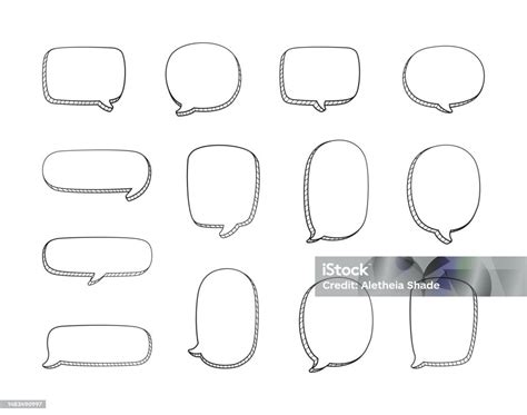 손으로 그린 3d 빈 말풍선 생각 말하기 말하기 텍스트 상자 배너 흑백 색상 평면 디자인 벡터 그림의 컬렉션 세트 0명에 대한 스톡 벡터 아트 및 기타 이미지 Istock