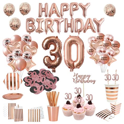 로즈 골드 30 세 성인 생일 용품 풍선 배너 일회용 식기 30 주년 장식 용품 Aliexpress