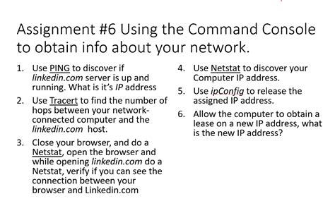 Solved Assignment 6 Using The Command Console To Obtain