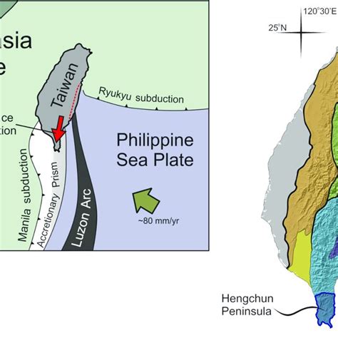 Geological Setting Of Taiwan Arc ­ Continent Collision Left Map