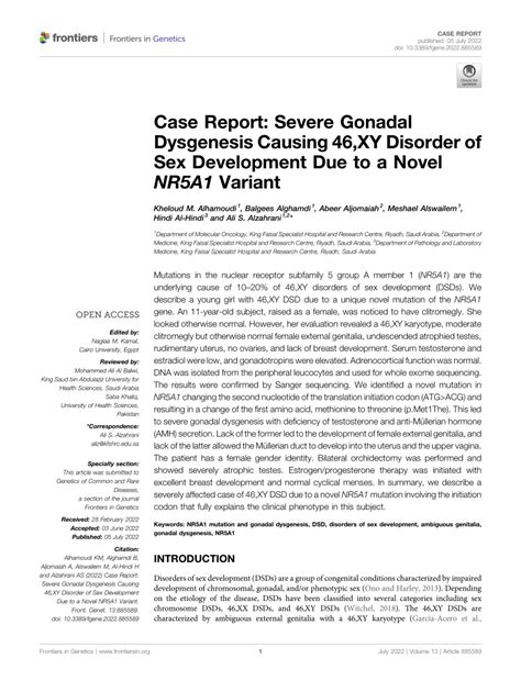 Pdf Case Report Severe Gonadal Dysgenesis Causing 46xy Disorder Of