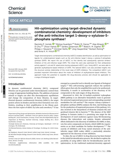 Pdf Hit Optimization Using Target Directed Dynamic Combinatorial Chemistry Development Of