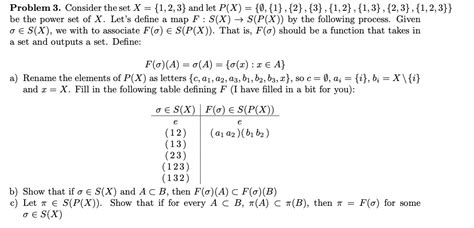 solved problem 3 consider the set x {1 2 3} and let p x