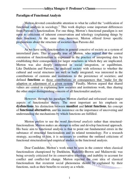 2 Functional Analysis Philosophical Theories Sociology