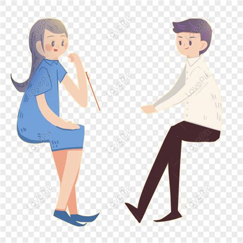 남성과 여성의 장식적인 요소와 얼굴을 맞대고 대화 Png 일러스트 무료 다운로드 Lovepik