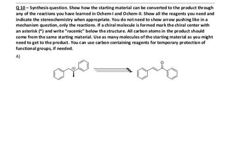 Solved Q10 Synthesis Question Show How The Starting