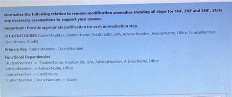 Solved Normalise The Following Relation To Remove