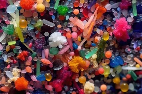 Premium Ai Image Microplastic Beads In Various Shapes And Colors