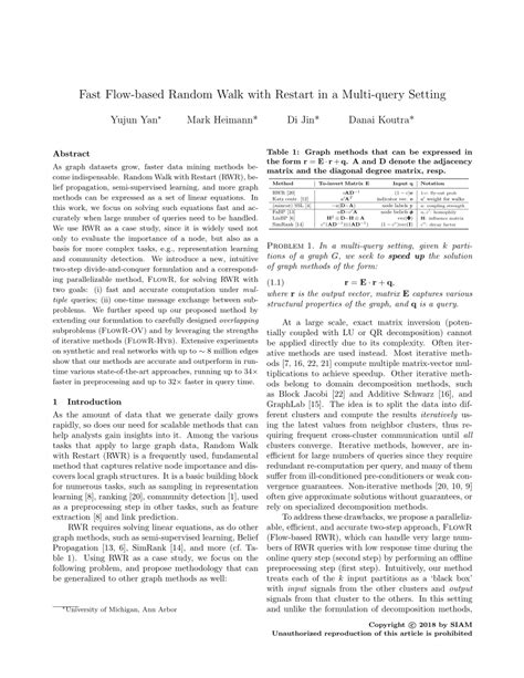 Pdf Fast Flow Based Random Walk With Restart In A Multi Query Setting