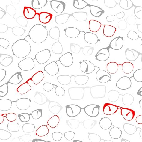 Premium Vector Seamless Pattern Made Of Glasses Or Spectacle Frames Gray And Red On White
