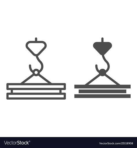 Construction Crane Line And Glyph Icon Hook Vector Image