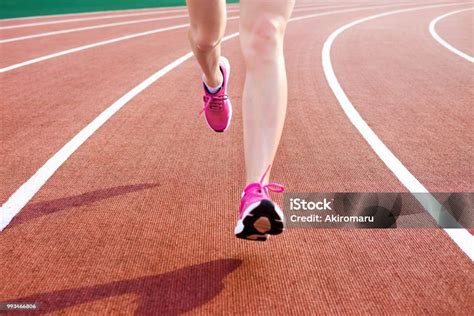 핑크 스 니 커 즈 실행 트랙 경기장에서 실행에 운동 젊은 여자 다리 신체 부분에 대한 스톡 사진 및 기타 이미지 다리 신체 부분 클로즈업 개념 Istock