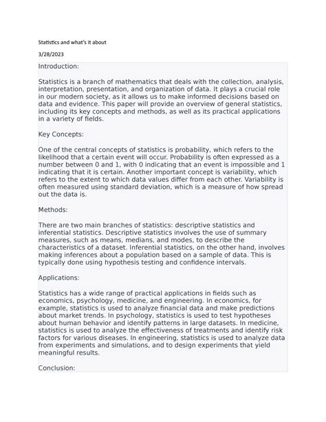 Statistics And What Lecture Notes You Need To Know Statistics And Whats It About