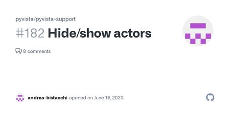 Hide Show Actors Issue Pyvista Pyvista Support GitHub