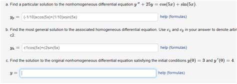 Solved A Find A Particular Solution To The Nonhomogeneous Chegg Com