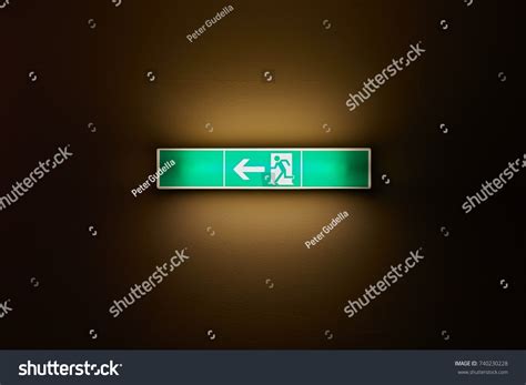 Emergency Exit Sign Glowing Dark Stock Photo 740230228 Shutterstock