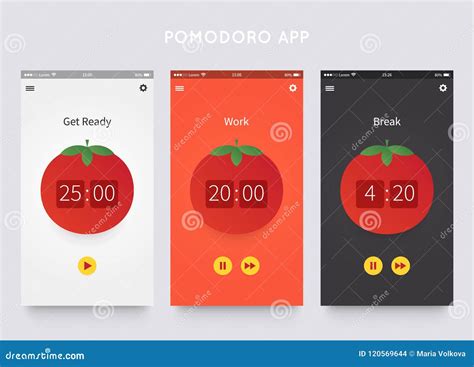 Pomodoro Technique App Ui Design Stock Vector Illustration Of Concept Productivity 120569644