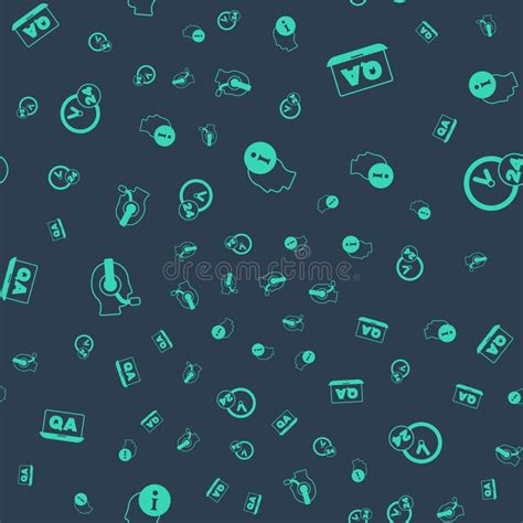 Set Information Question And Answer Man With Headset And Clock 24 Hours On Seamless Pattern