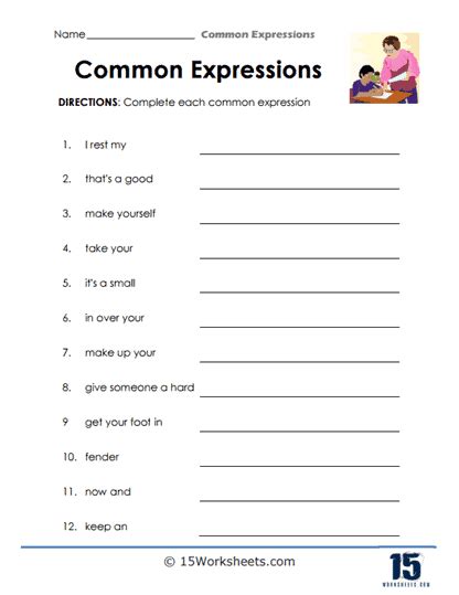 Common Expressions Worksheets Language 15