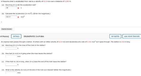Solved A Fireworks Shell Accelerated From Rest To A Velocity Chegg
