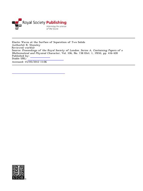 Elastic Waves At The Surface Of Separation Of Two Solids Pdf