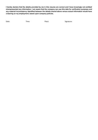 My Resume DOC Databases Computer Software And Applications