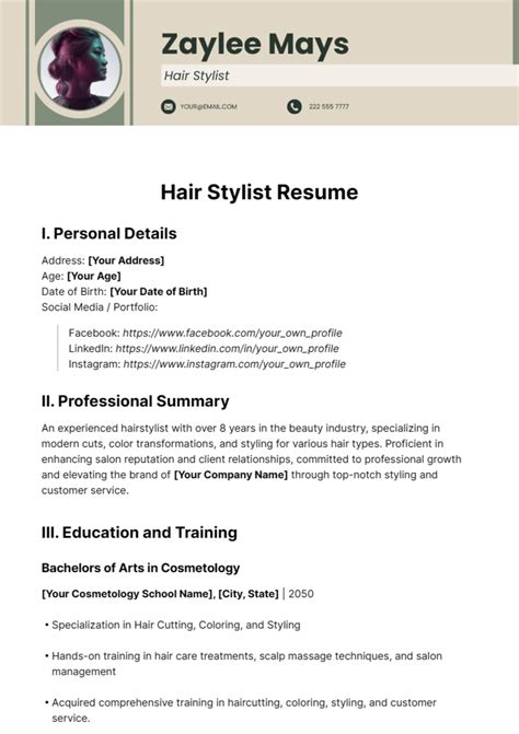 Hair Stylist Resume Examples