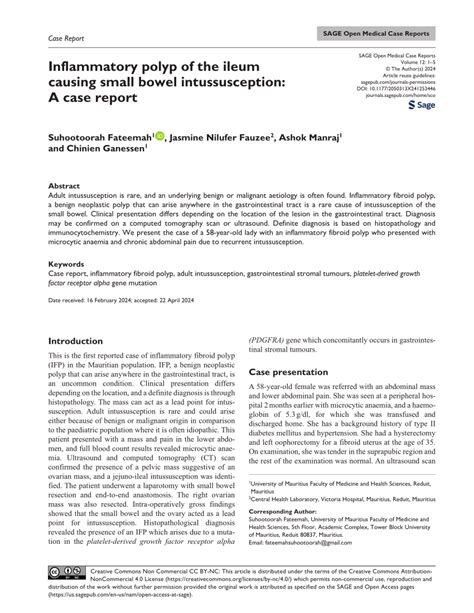 Pdf Inflammatory Polyp Of The Ileum Causing Small Bowel