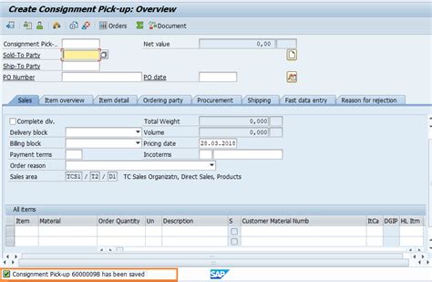 Sap Sd Consignment Pickup