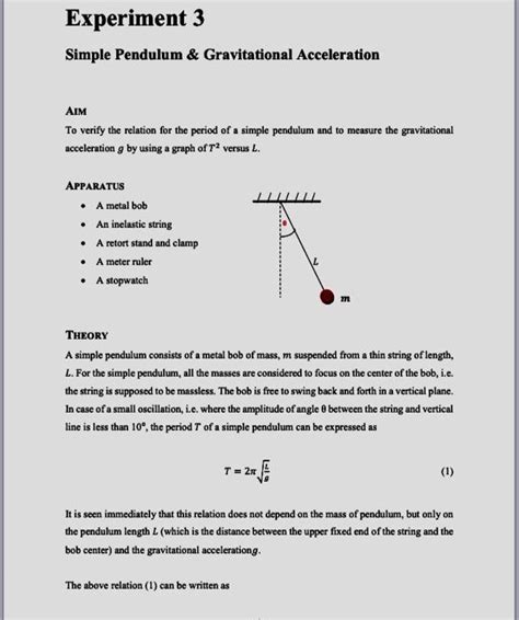 Experiment 3 Simple Pendulum And Gravitational