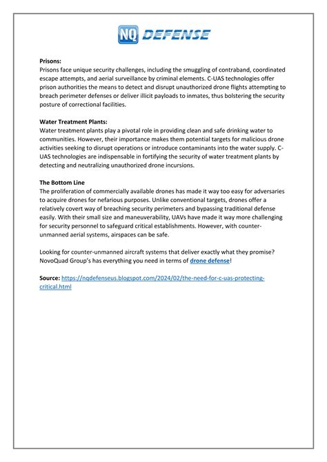 The Need For C Uas Protecting Critical Infrastructure From Drone Intrusions Pdf