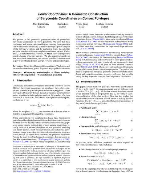 Pdf Power Coordinates A Geometric Construction Of Barycentric