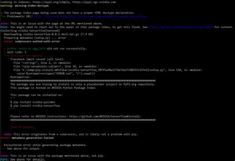Nvidia Tensorflow Horovod Installation Fails Due To An Html Issue On