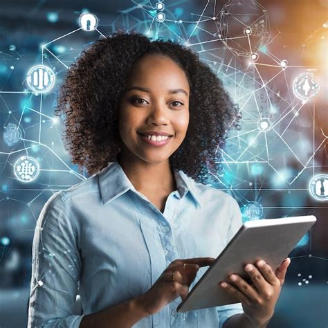 Premium Photo Big Data Technology And Data Science Concept Woman