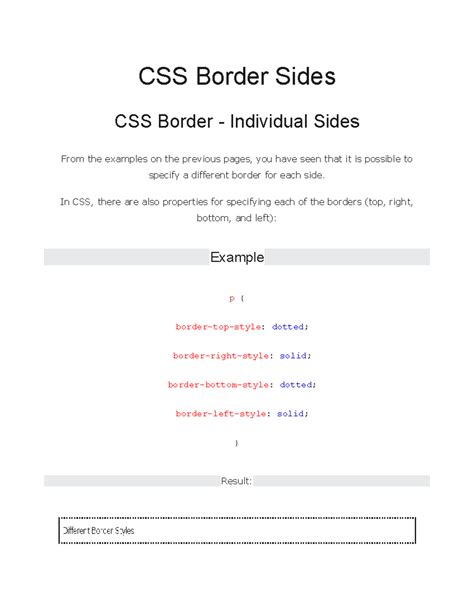 Css Border Sides Css Border Sides Css Border Individual Sides From The Examples On The