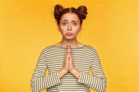 Free Photo Portrait Of Attractive Red Hair Girl With Two Buns