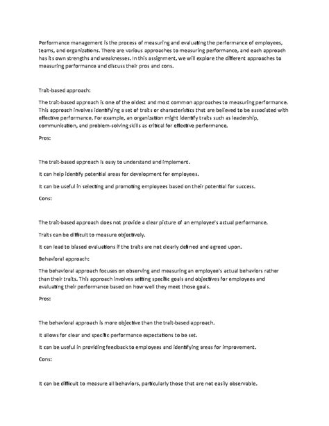 Pm Performance Management Assignment Performance Management Is The