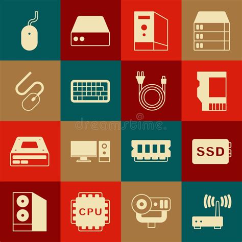 Set Router And Wi Fi Signal Ssd Card Case Of Computer Keyboard Computer Mouse And Electric