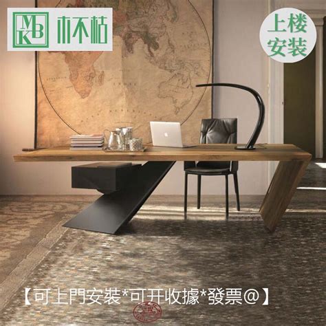 【顏色多選尺寸可訂製辦公桌長桌】loft複古 辦公桌實木 電腦桌台式 工業風 簡約 現代 鐵藝老板桌 創意書桌 蝦皮購物