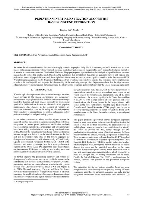 Pdf Pedestrian Inertial Navigation Algorithm Based On Scene Recognition
