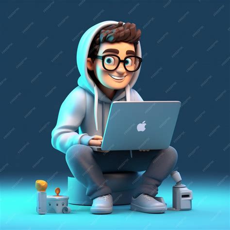 Premium Photo Happy Cartoon 3d Programmer Hacker Premium Photo Happy Cartoon 3d Programmer Hacker