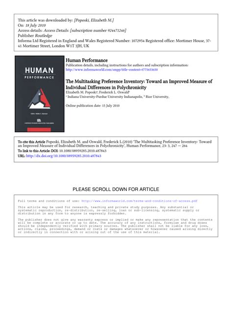 Pdf The Multitasking Preference Inventory Toward An Improved Measure