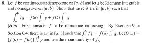 Solved 8 Let F Be Continuous And Monotone On A B And Let